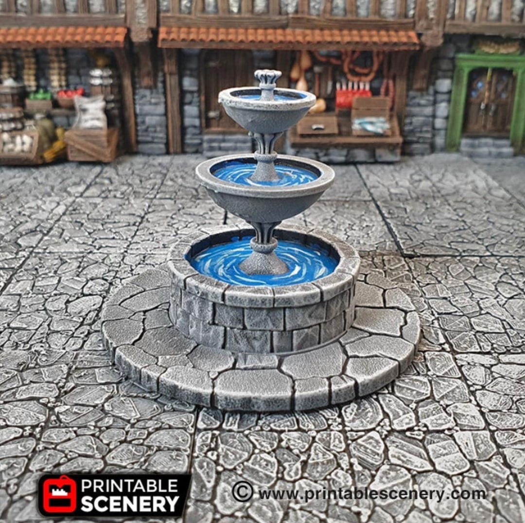 Dnd Tiered Fountain Town Square Village Tabletop Scatter Terrain RPG ...