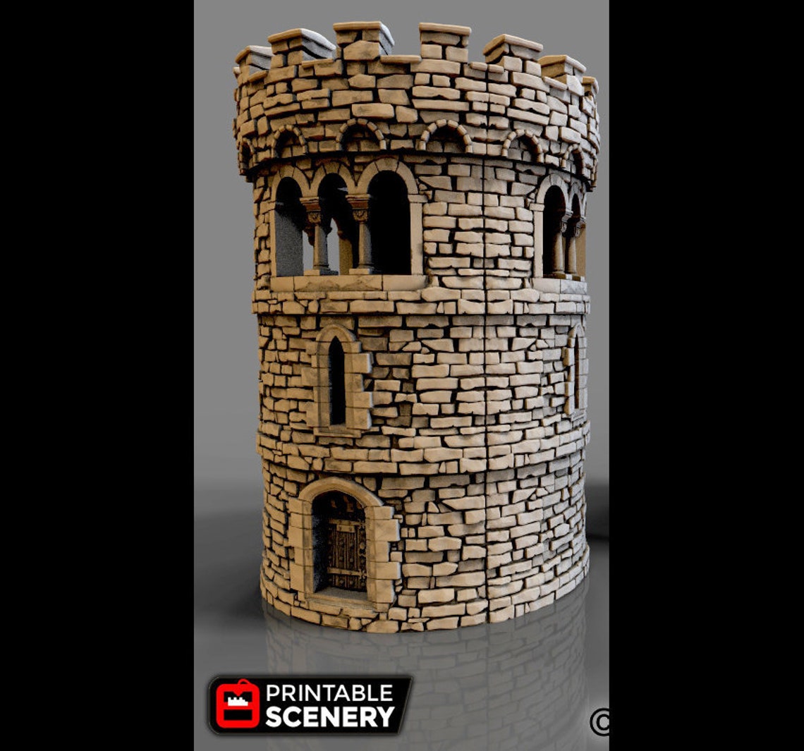 Dnd Medieval Castle Tower Round Rampage Scatter Terrain Pathfinder ...
