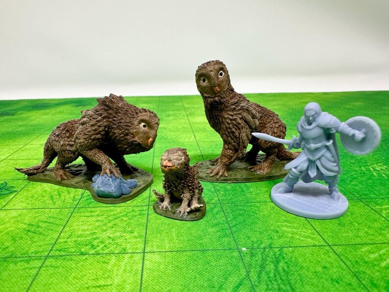 Dnd Owl Bear Family Set With Hatchling Cub Woodland Creature Tabletop ...