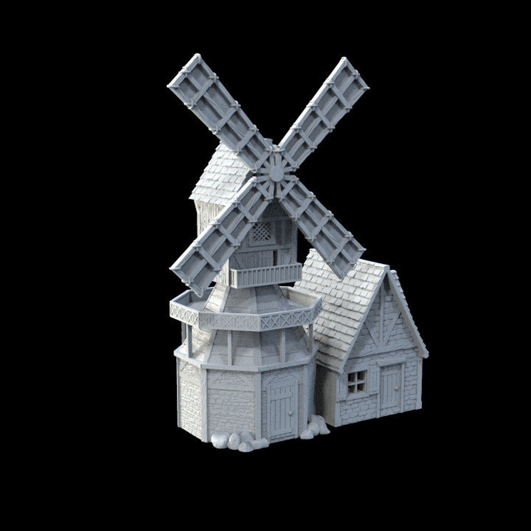 Dnd Windmill With Cottage - 28mm Scatter Village Tabletop Terrain ...