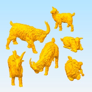 Dnd Set of 6 Goats Farm Animals Goats Livestock 28mm RESIN Village ...