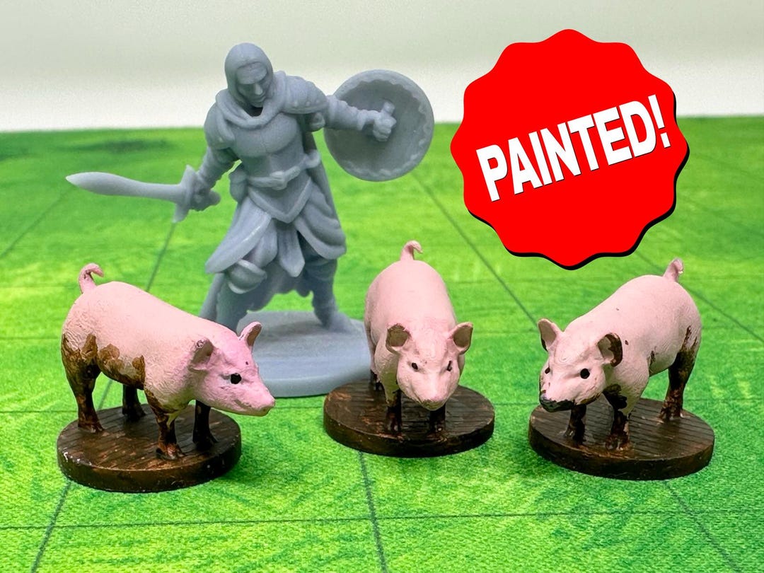 Dnd PAINTED Pig Set Farm Livestock Animals Piglet Boar Tabletop Village ...