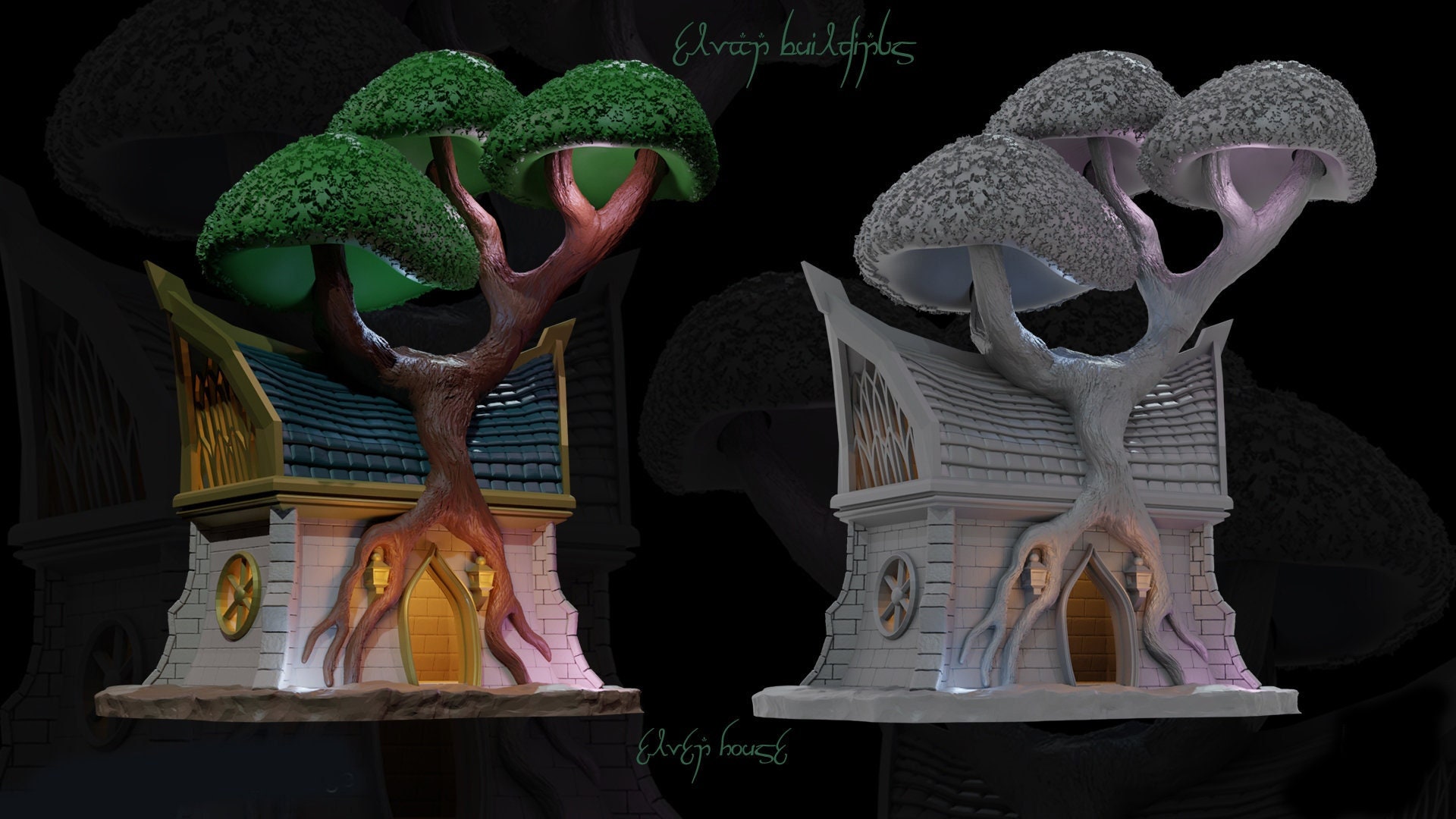 Dnd Small Elven Elf House - 28mm Tabletop Miniature Village Tabletop ...