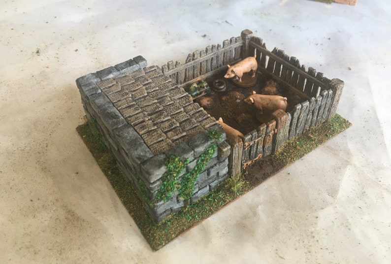 Dnd Pig Sty With Fence- Hog Enclosure 28mm Tabletop Farm Scatter ...