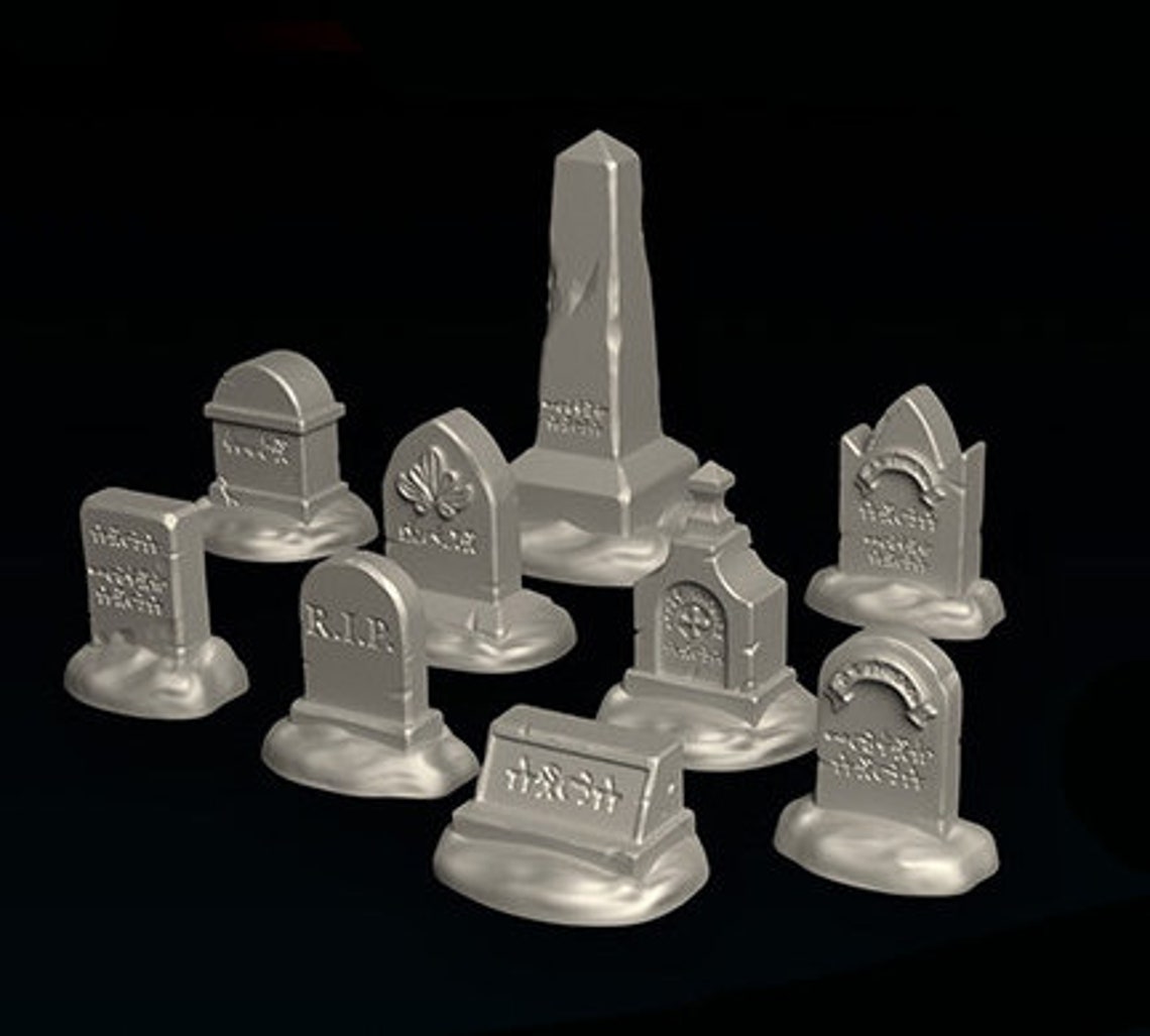 Dnd Cemetery Headstone Tombstones Grave Set Tabletop Scatter Terrain ...
