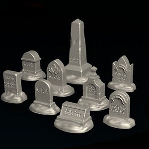 Dnd Cemetery Headstone Tombstones Grave Set Tabletop Scatter Terrain ...