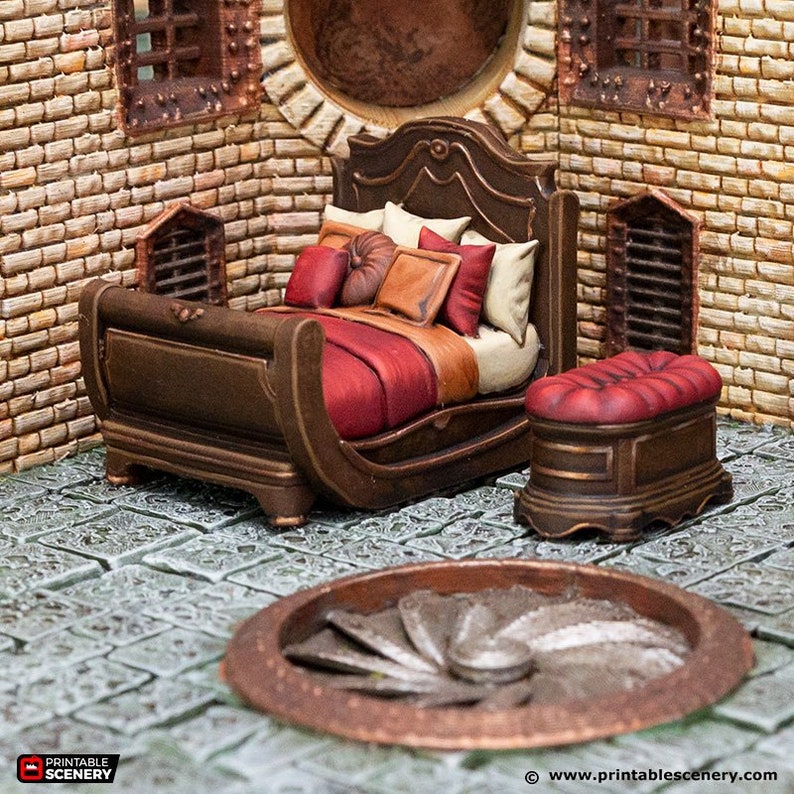 Dnd Large Bed Village House Furniture for Home Tabletop Scatter Terrain ...