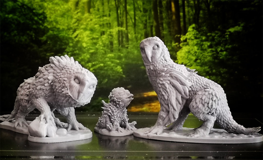 Dnd Owl Bear Family Set With Hatchling Cub Woodland Creature Tabletop ...