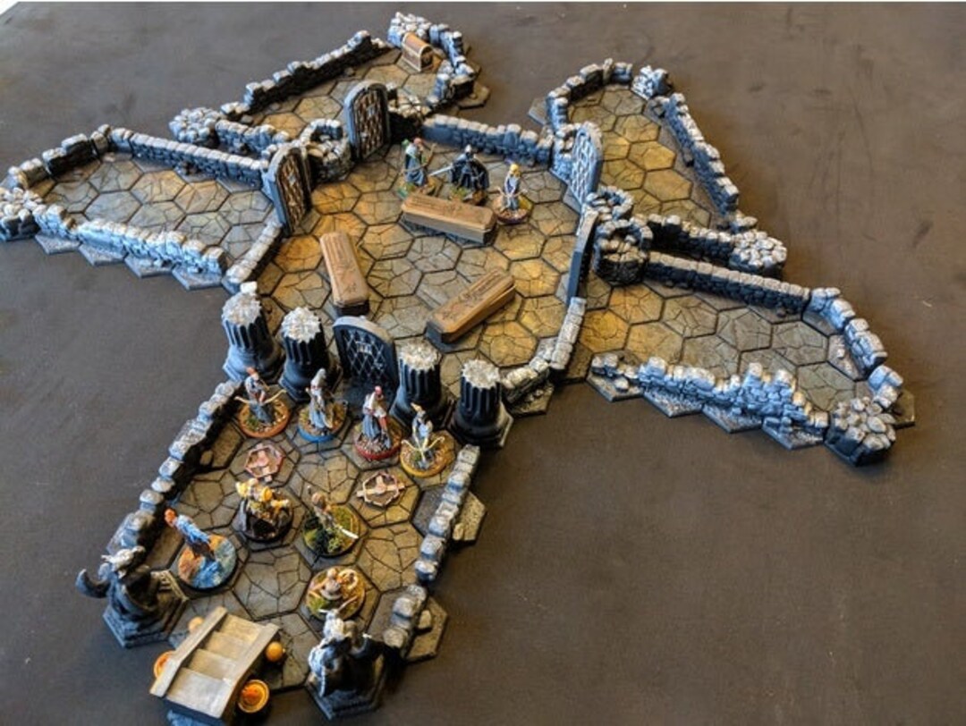 Dnd Flat Modular Walls- Hex Tiles Custom Game 28mm Tabletop Scatter ...