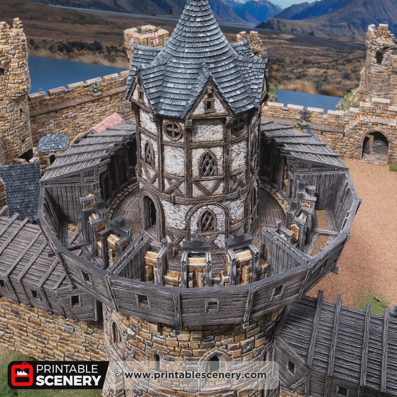 Dnd Round Keep Throne and Ash HEX Castle Walls Fortress Fort Tabletop ...