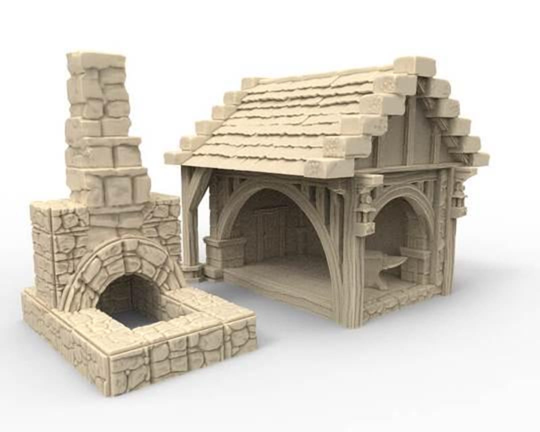 Dnd Field Blacksmith Medieval Smithy Merchant Tabletop Scatter Terrain ...