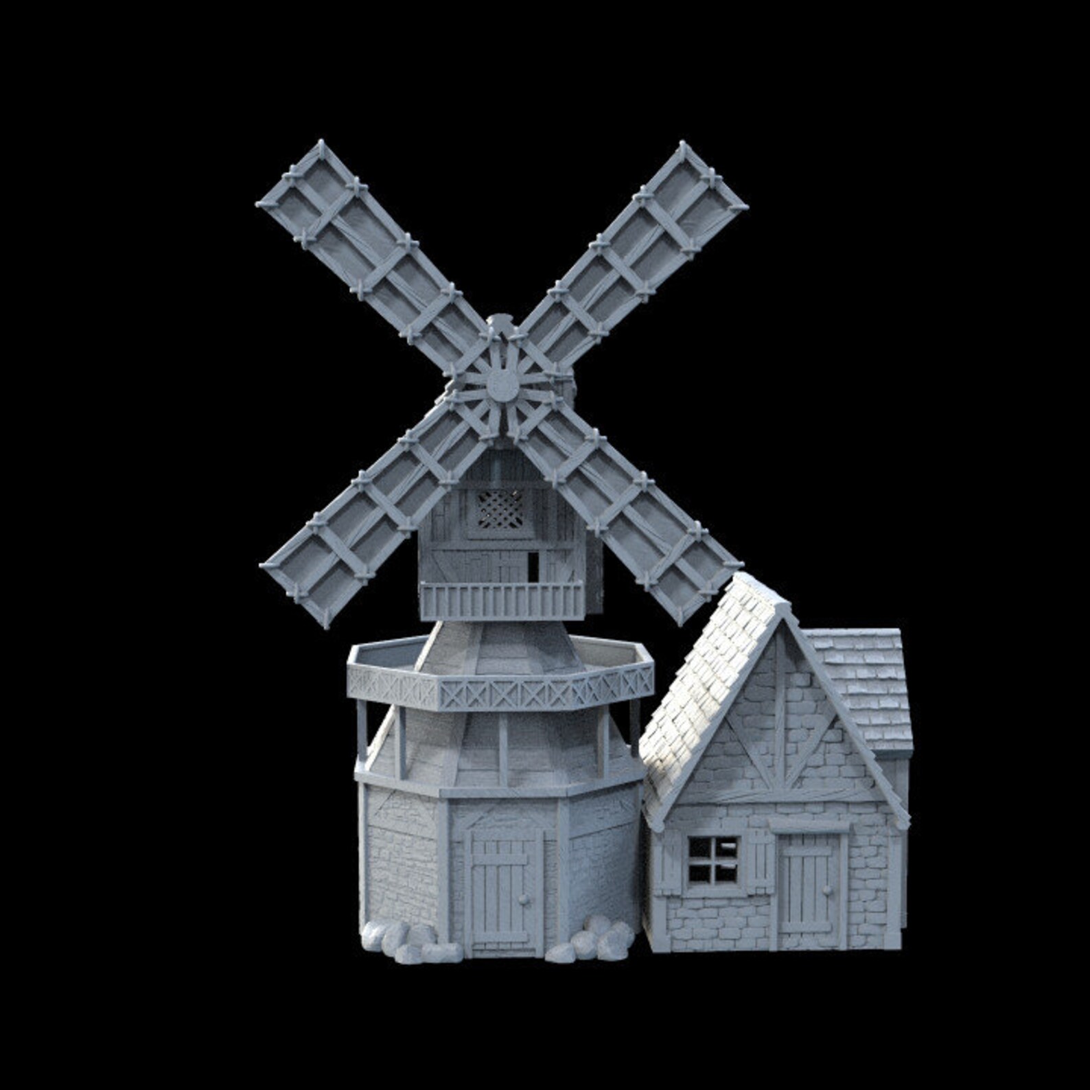 Dnd Windmill With Cottage 28mm Scatter Village Tabletop - Etsy