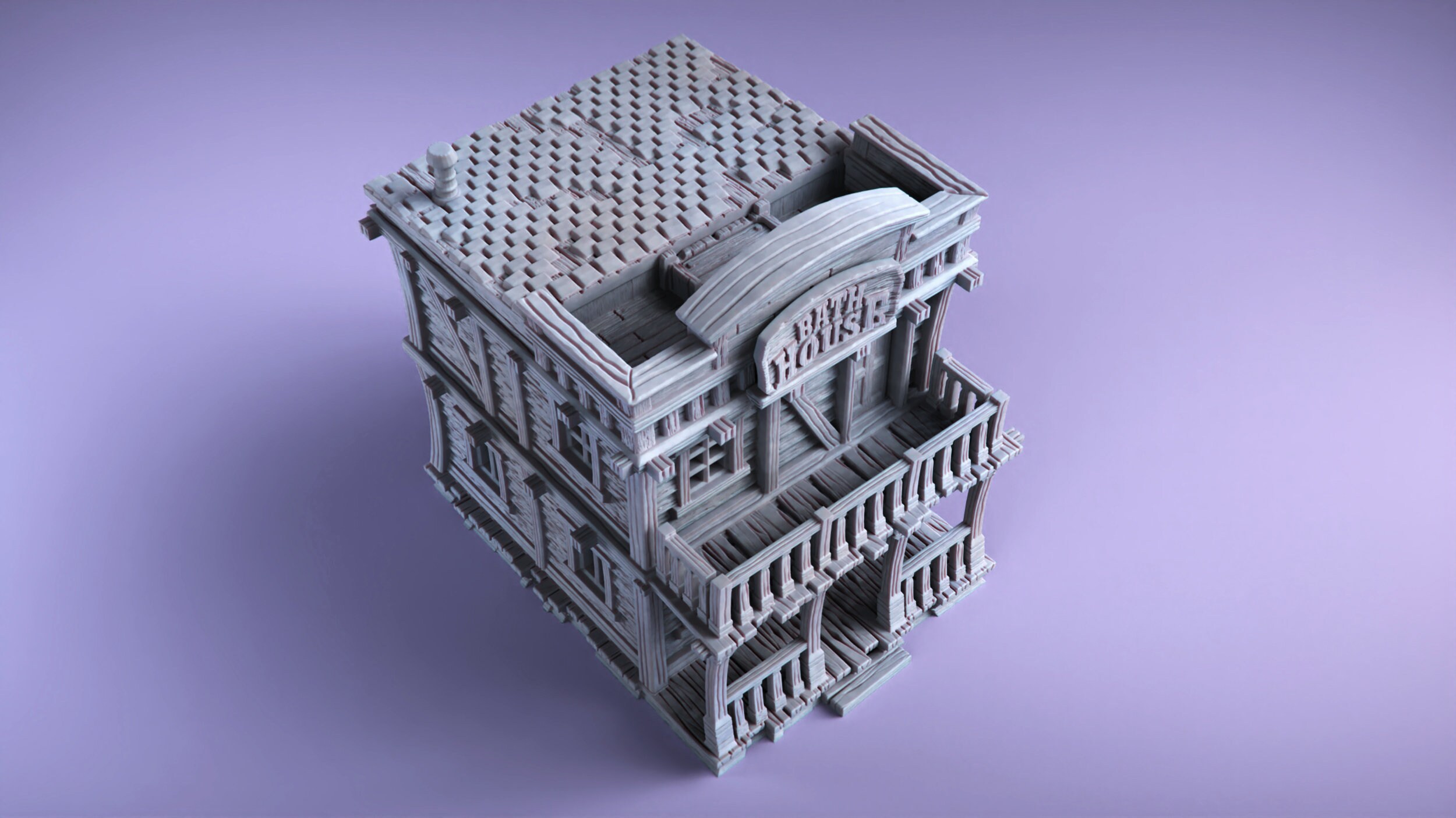 Dnd Belle's Bathhouse Bath House Western Town Railway Terrain Wargaming ...