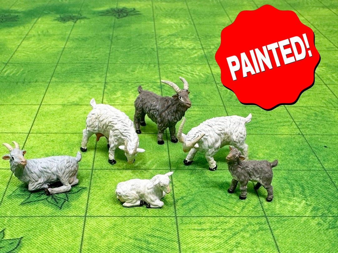 Dnd PAINTED Set of 6 Goats Farm Animals Goats Livestock Animal ...
