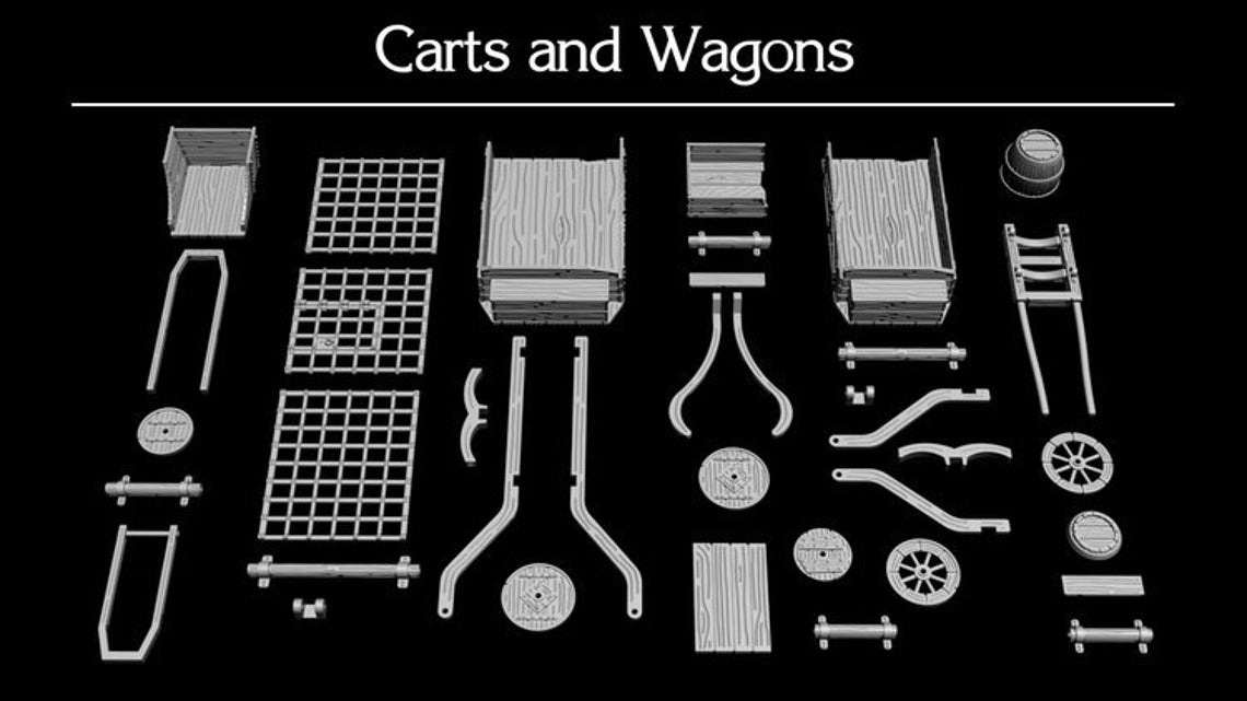 Dnd Carts and Wagons Set Caravan Merchant Supplies Village Tabletop ...