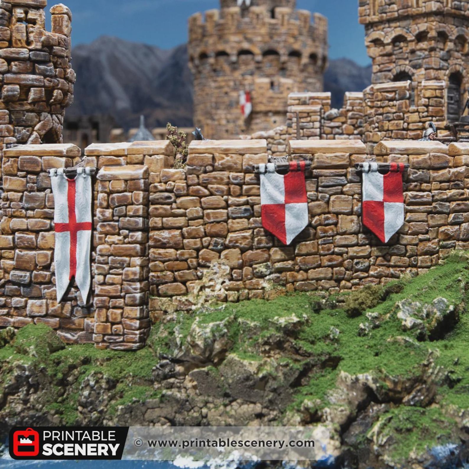 Dnd Castle Flags Banner Set Throne and Ash HEX Castle Walls Fortress ...