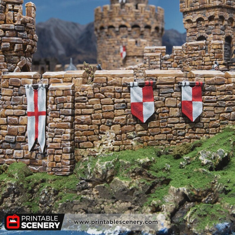 Dnd Castle Flags Banner Set Throne and Ash HEX Castle Walls Fortress ...