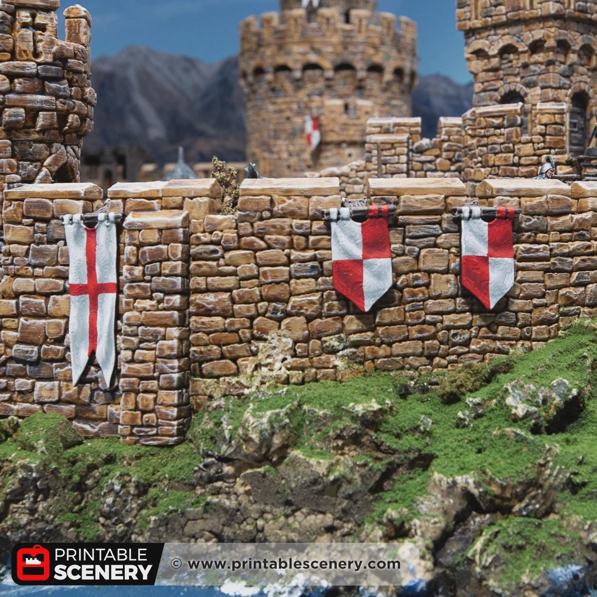 Dnd Castle Flags Banner Set Throne and Ash HEX Castle Walls Fortress ...