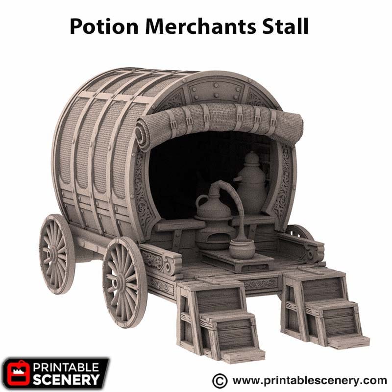 Dnd Potion Merchant Cart Alchemist Gypsy Wagon Tabletop | Etsy