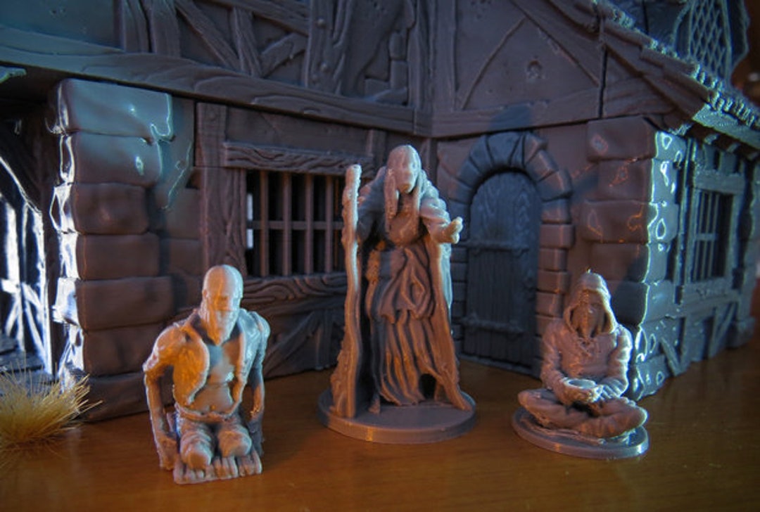 Dnd Beggars Set of 3 Pauper Slum District Vagabond NPC 28mm Resin ...