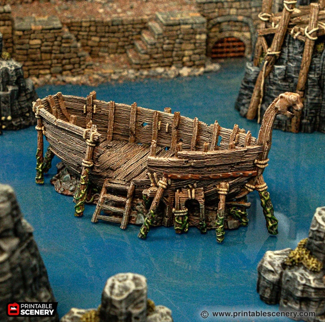 Dnd Shipwrecked Longboat With Rubble Ramshackle and Ruin Scatter ...