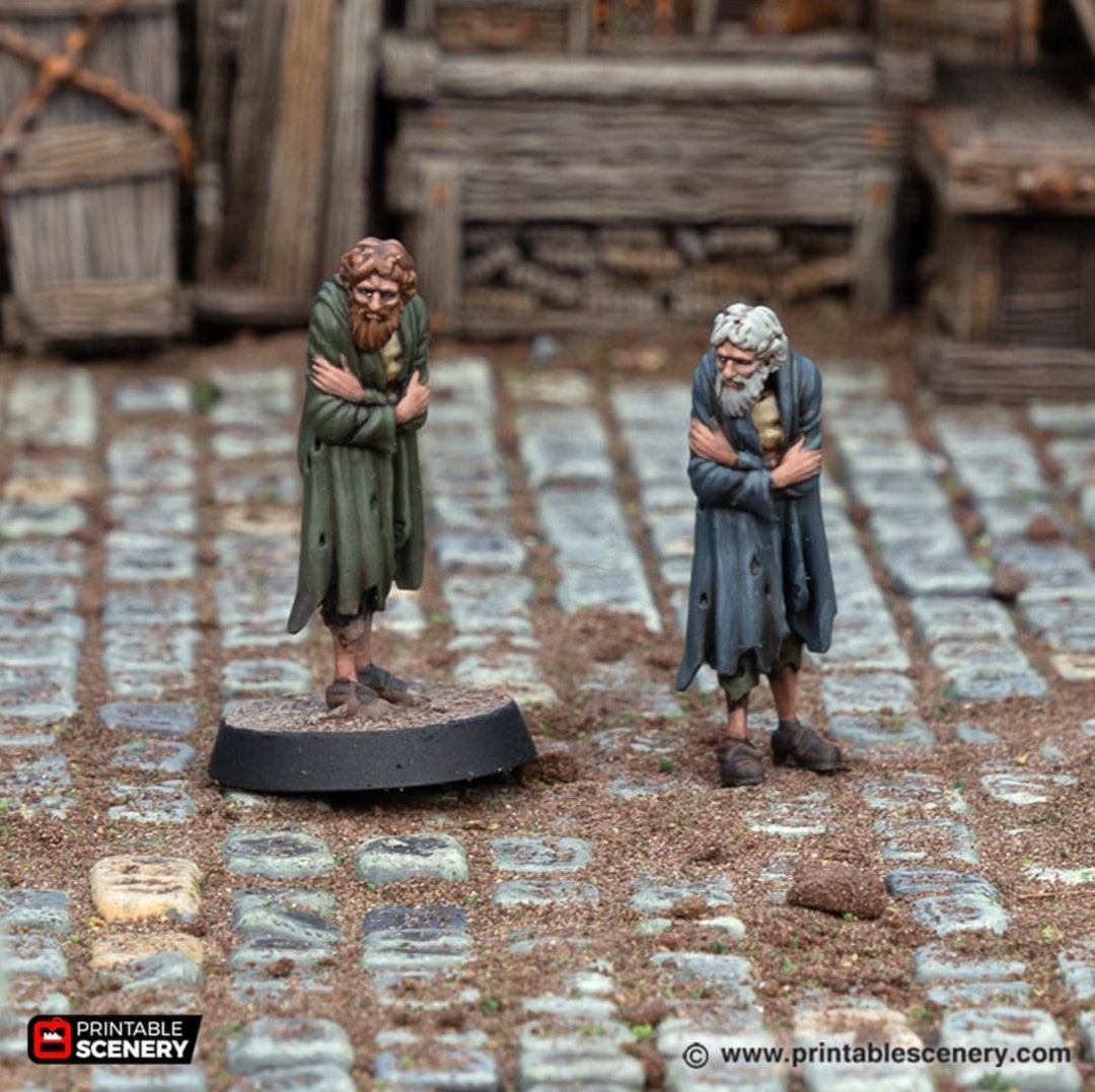Dnd ONE Prisoner Man With Ragged Coat Slums Beggar NPC 28mm Miniature ...