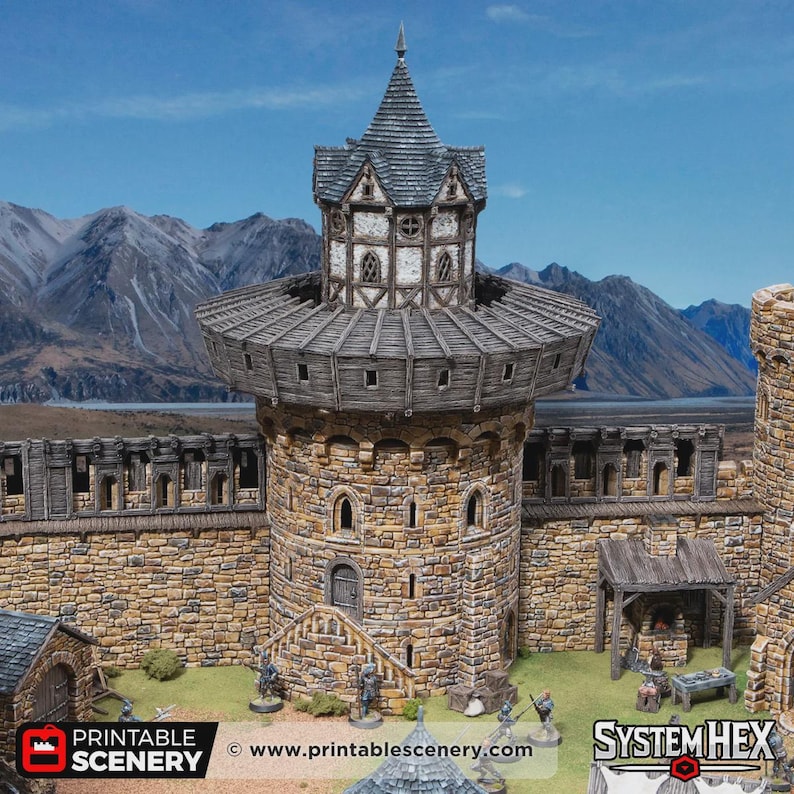 Dnd Round Keep Throne and Ash HEX Castle Walls Fortress Fort Tabletop ...
