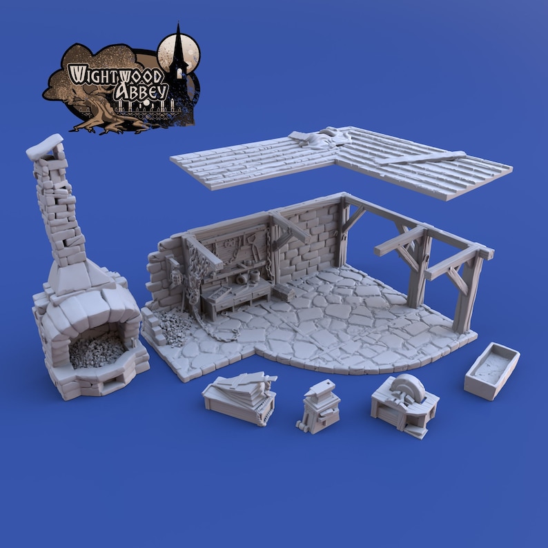 Dnd Blacksmith Smitty Smithy Merchant Shop Tabletop Scatter Terrain ...