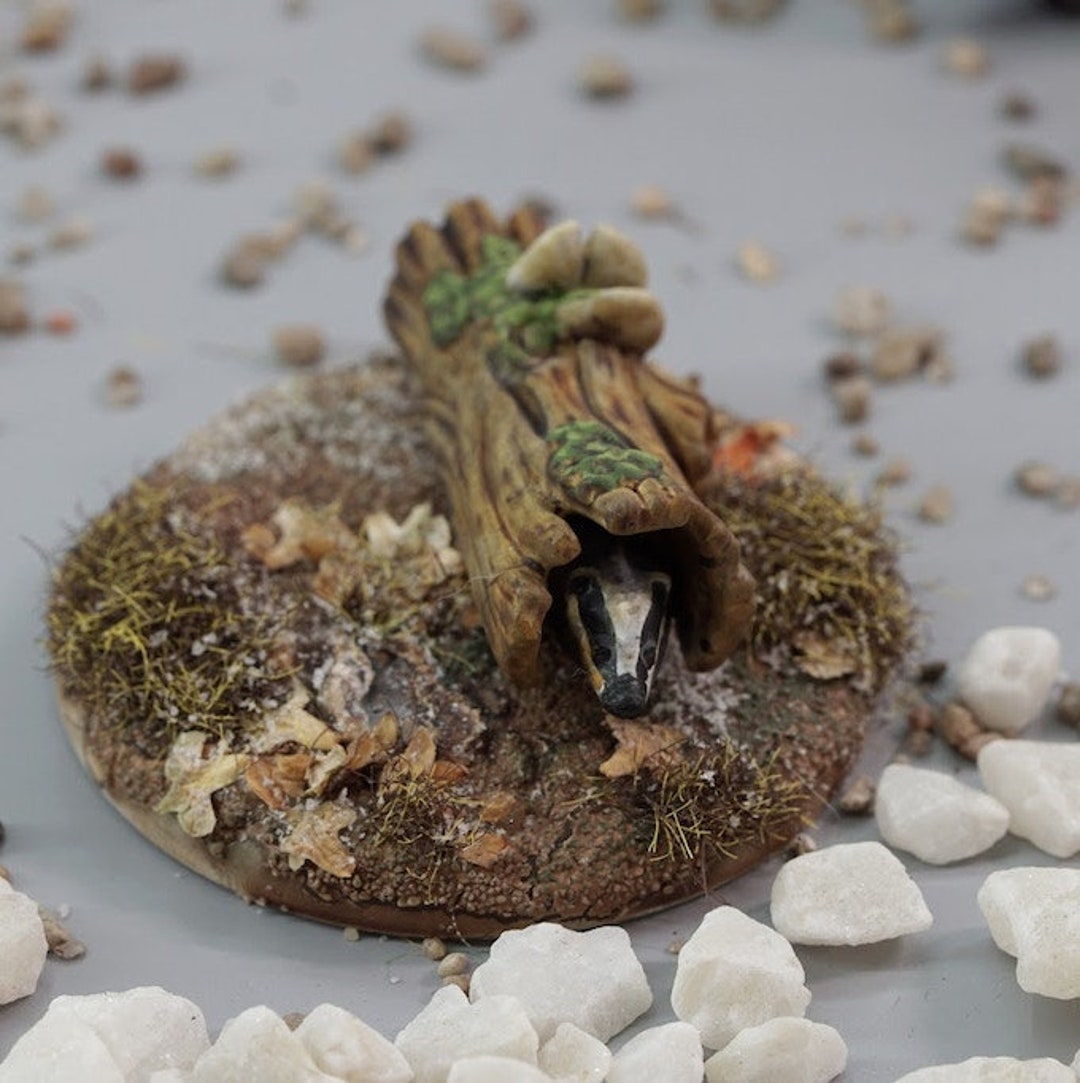 Dnd Honey Badger in Log Forest Unbased Animal Companion 28mm Resin ...