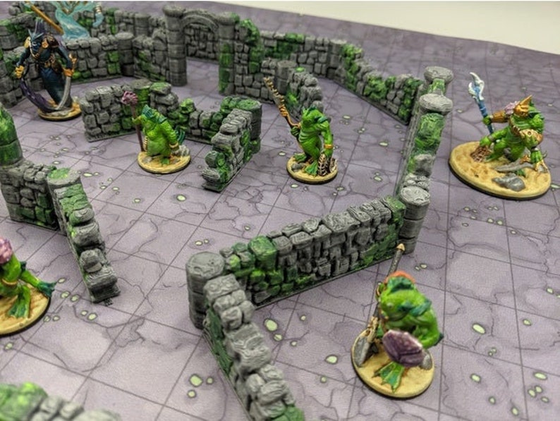 Dnd Ruined Stone Wall Dungeon Walls Fence With Arches Medieval Scatter ...