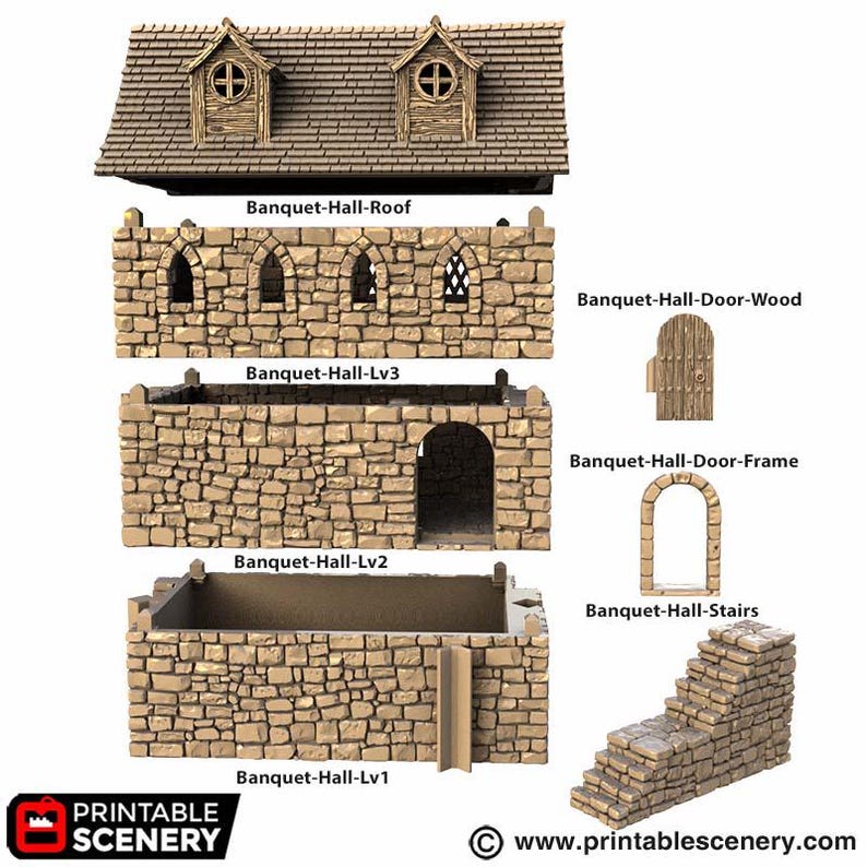Dnd Banquet Hall for Medieval Castle Fortress Walls RPG Pathfinder ...