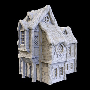 Dnd Medieval Barbarian Multi-level Thatched Roof House Home Village ...