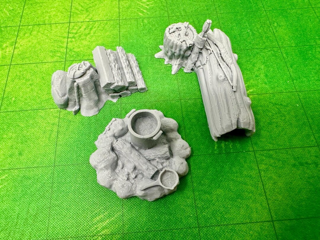 Dnd Campfire and Logs Set for Adventurers Camp Tabletop Terrain ...
