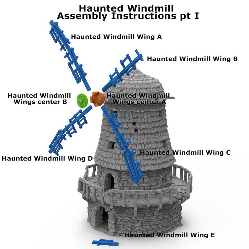 Dnd Haunted Windmill War Ruins Shadow Fey Tabletop Scatter Terrain RPG ...