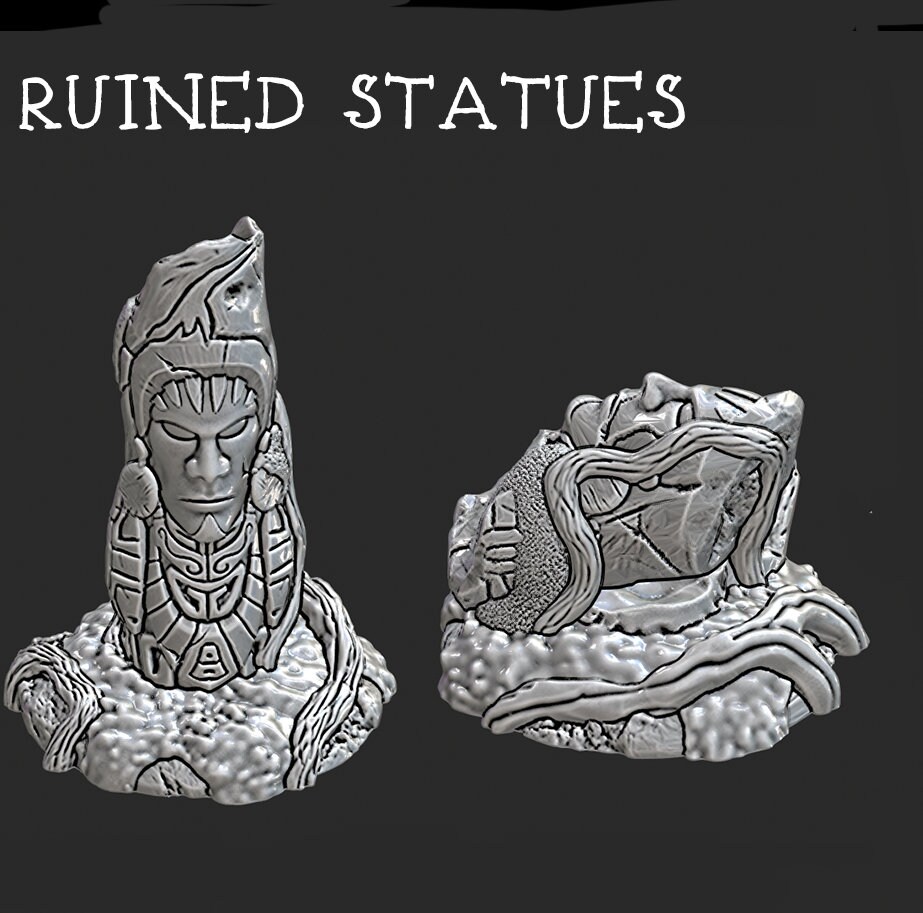 Dnd Depths of Savage Atoll Ancient Ruined Statues Tabletop Scatter ...