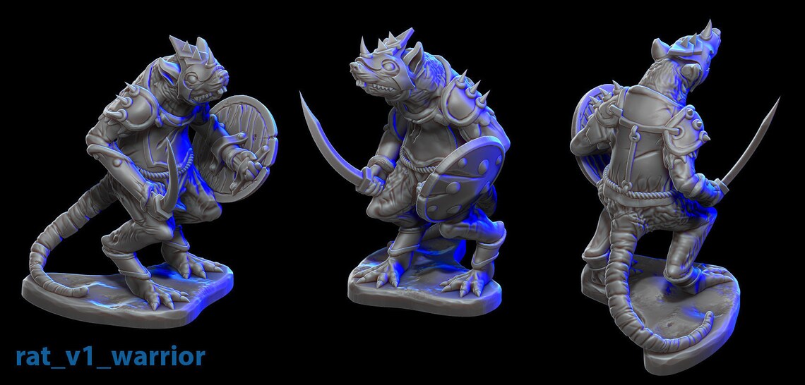 Dnd Rat Warrior Wererat Monster 28mm Miniature Wargaming Games | Etsy
