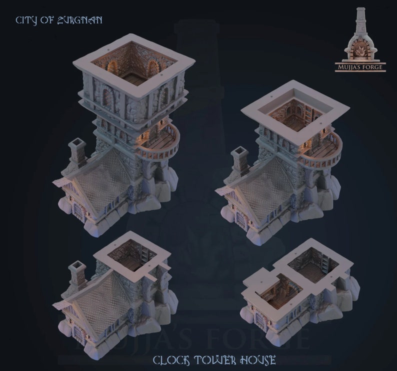 Dnd Clock Tower House Medieval Village 28mm Tabletop - Etsy