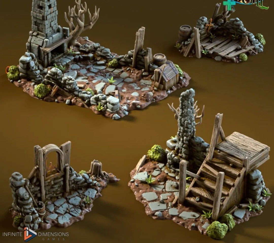 Dnd Ruined Scatter Pieces Rubble Building War Ruins Tabletop Scatter ...