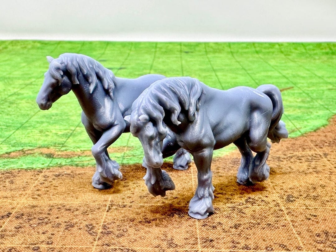 Dnd Draft Horses Work Horse Set for Wagon Medieval Transport Cart Wagon ...