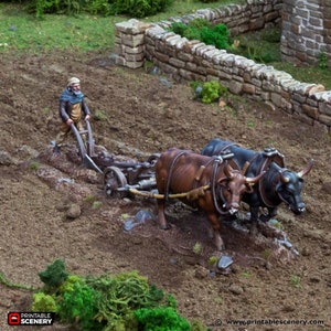 Dnd RESIN Oxen and Plow With Farmer From King and Country Village ...