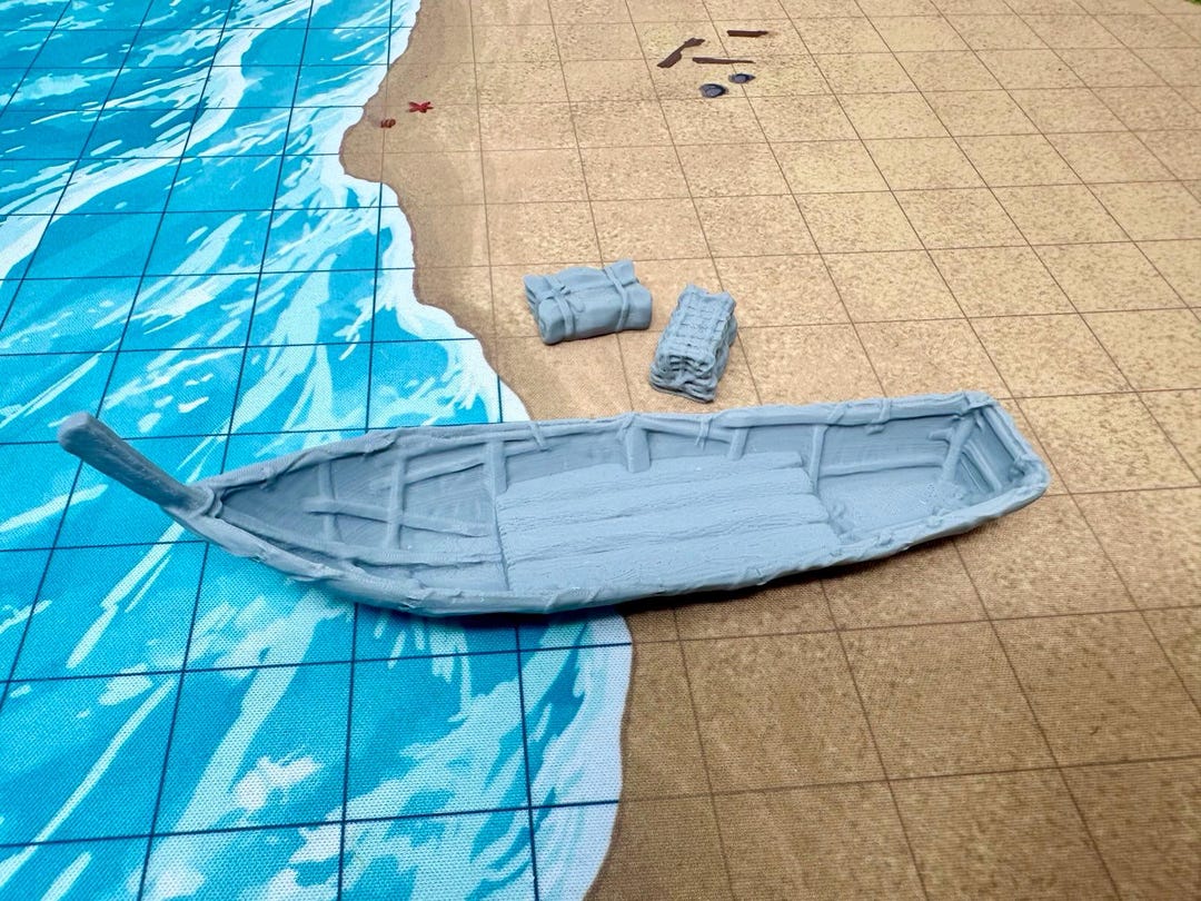 Dnd Primitive Boat and Cargo Rowboat Canoe Dinghy Tabletop Scatter ...