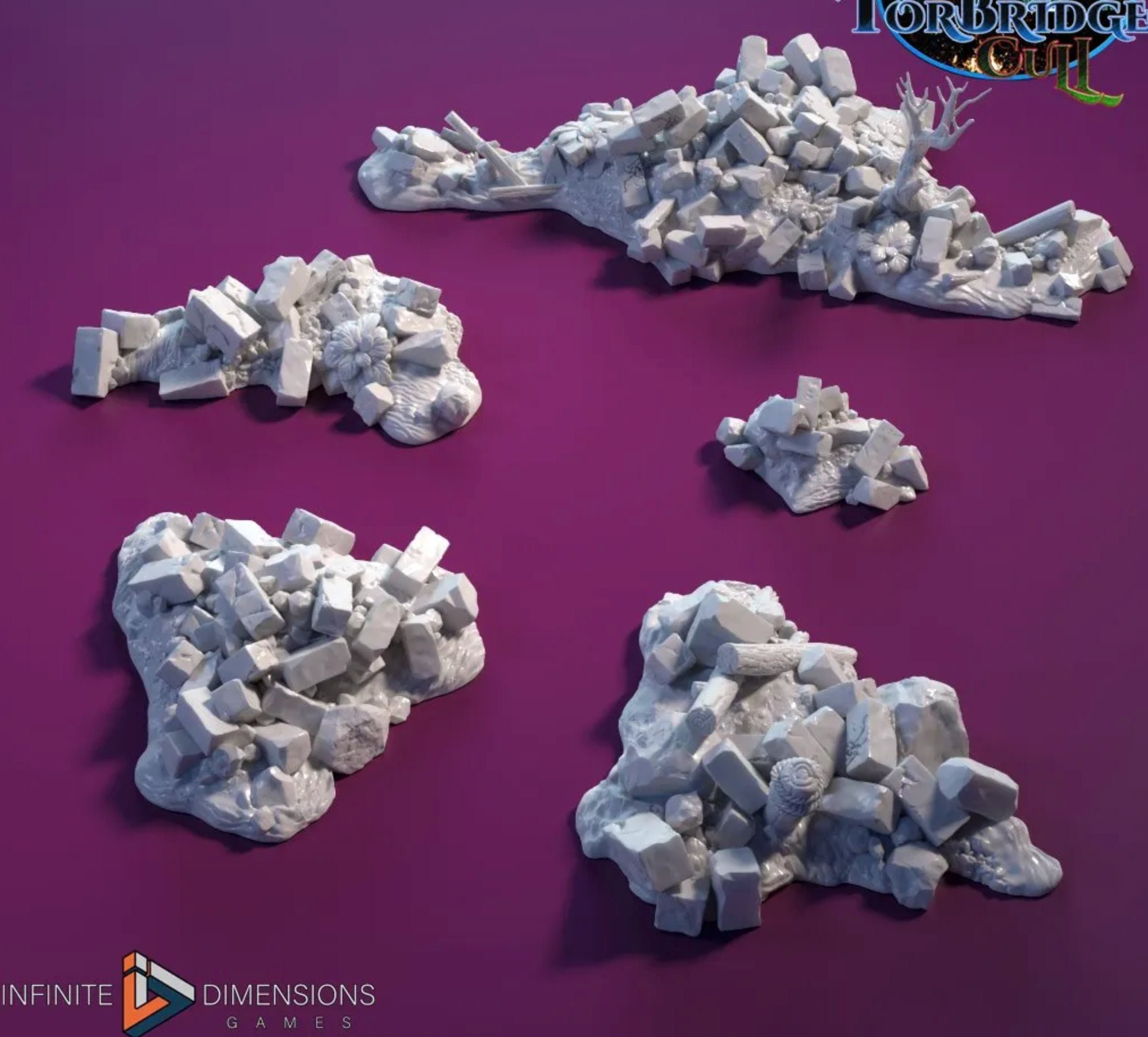 Dnd Stone Debris Ruins Rubble Piles War Ruins Medieval Tabletop Scatter ...