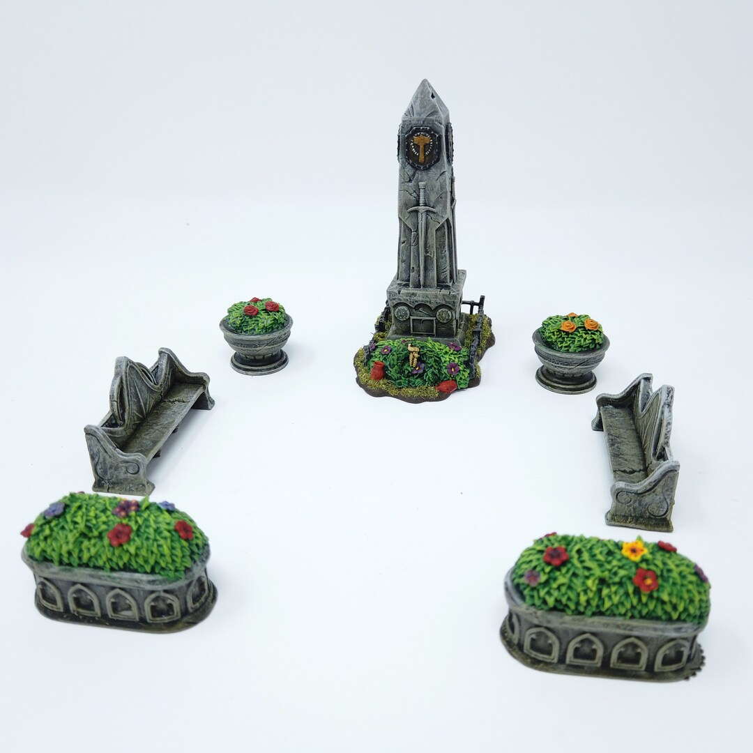 Dnd Monument and Garden Set for Town Square Village 28mm Miniature ...