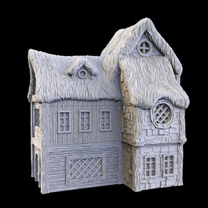 Dnd Medieval Barbarian Multi-level Thatched Roof House Home Village ...