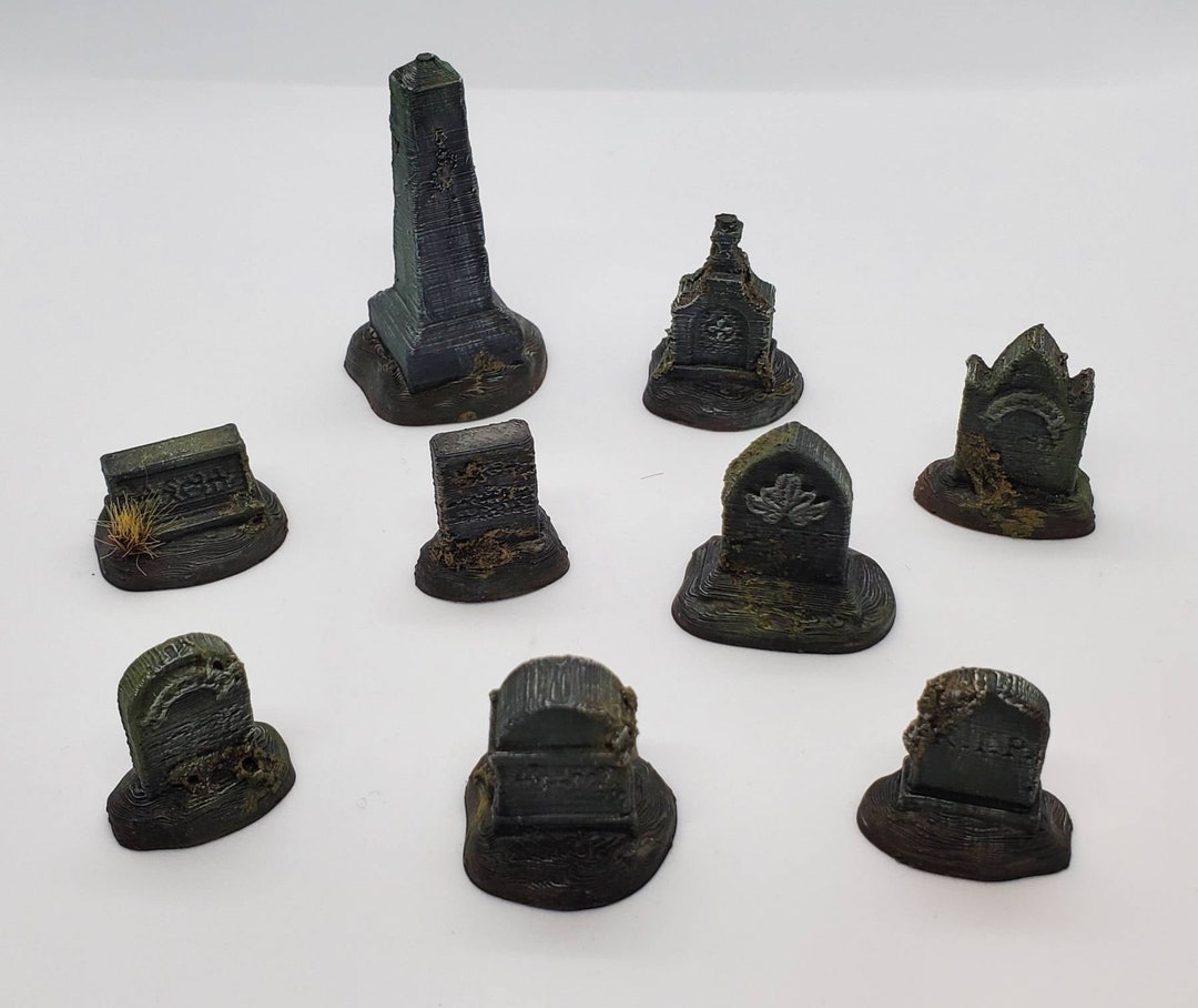Dnd Cemetery Headstone Tombstones Grave Set Tabletop Scatter Terrain ...