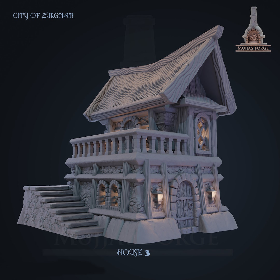 Dnd Cottage Style 3 Home House - 28mm Tabletop Miniature Village ...