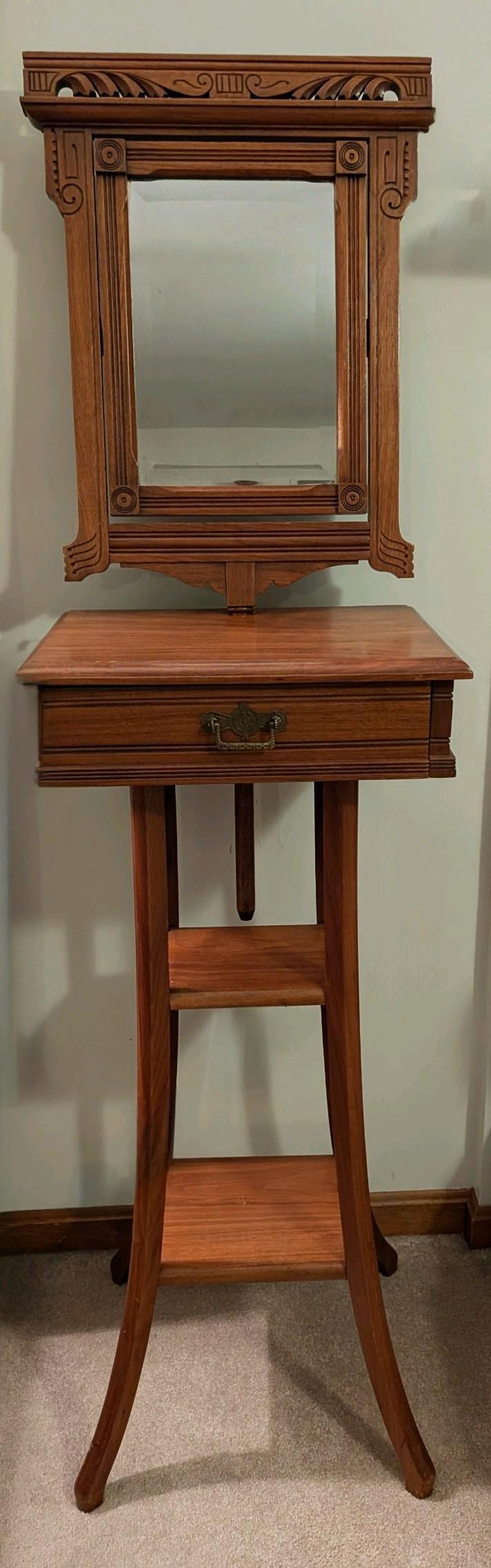 Antique Walnut Victorian Shaving Stand With Mirror. Buyer Pays Shipping ...