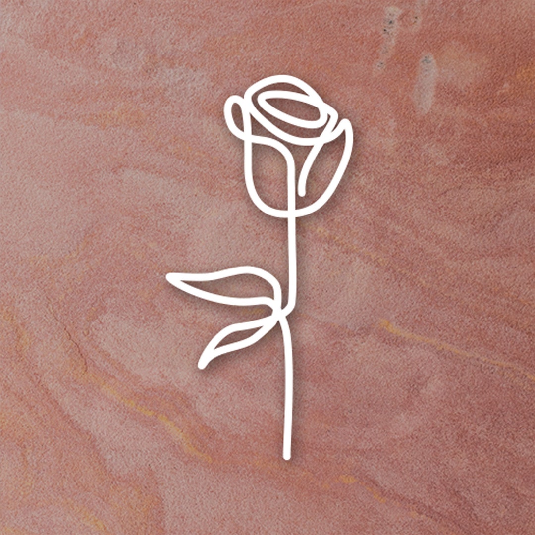Minimalist Rose Floral Single Line Art Decal. Vinyl Decal Only ...