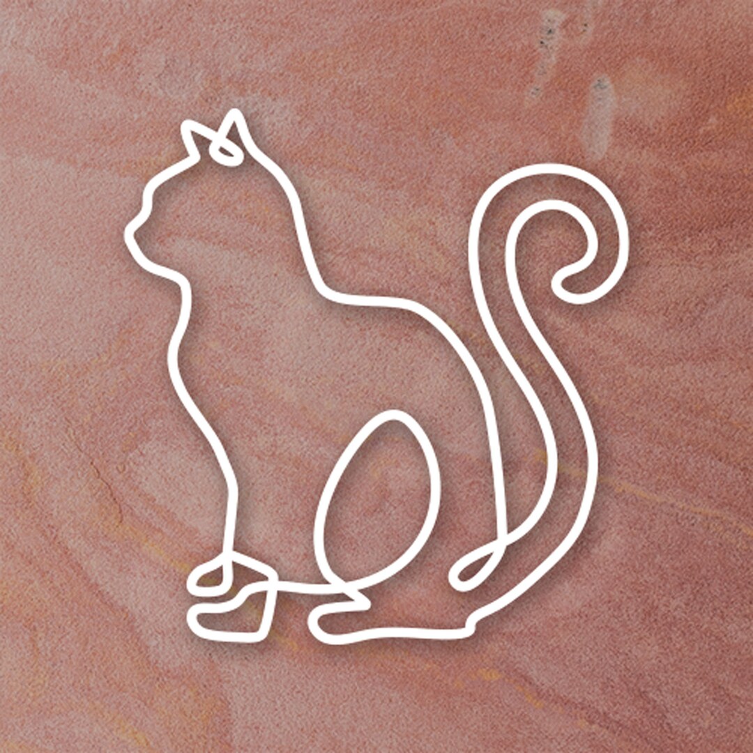 Minimalist Sitting Cat Single Line Art Decal. Vinyl Decal Only ...