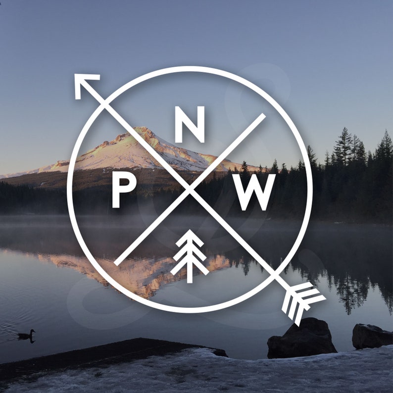 PNW Decal Pacific Northwest Decal Arrow OUTLINE. Decal Only. - Etsy